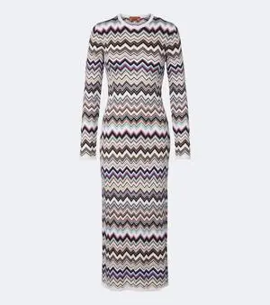 Missoni Zigzag Knitted Wool-blend Midi Dress - Multicoloured