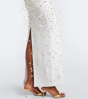 LA FUORI Là Fuori Seraphina Embellished Feather-trimmed Gown