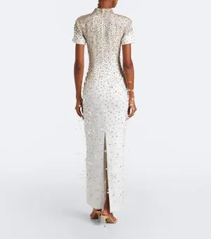 LA FUORI Là Fuori Seraphina Embellished Feather-trimmed Gown
