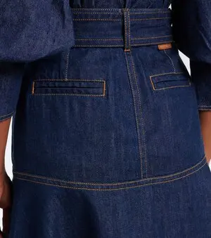 Zimmermann Belted Denim Midi Skirt