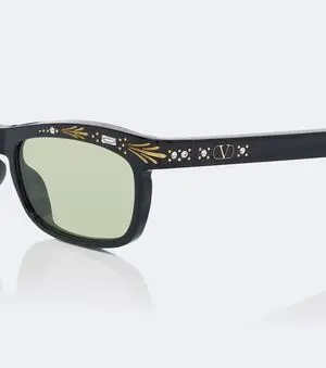 Valentino Garavani La Coureuse Embellished Rectangular Sunglasses