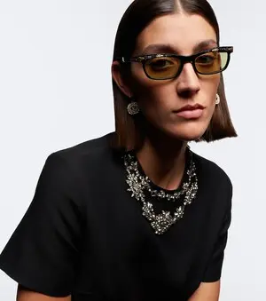 Valentino Garavani La Coureuse Embellished Rectangular Sunglasses