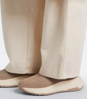 Hogan H669 Knitted Suede Ankle Boots - Beige