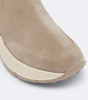 Hogan H669 Knitted Suede Ankle Boots - Beige