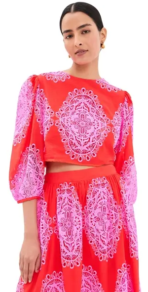 Borgo De Nor Rhea Lace Top - Red/pink