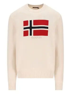NAPAPIJRI D-mura Cotton Sweater With Flag Detail - Beige