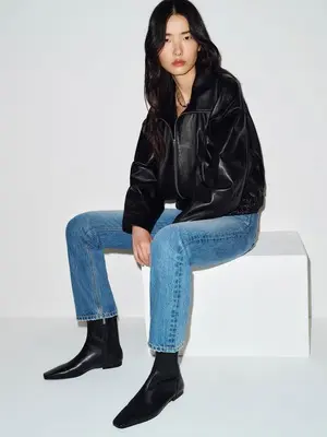 REFORMATION Remy Flat Ankle Boots - Black