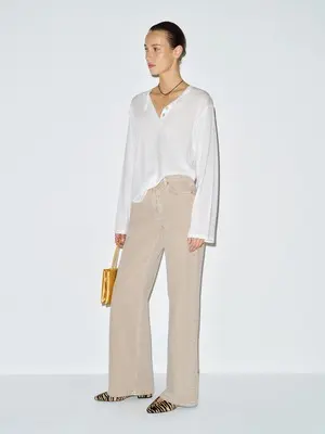 REFORMATION Marcus Oversized Henley T-shirt - Ivory