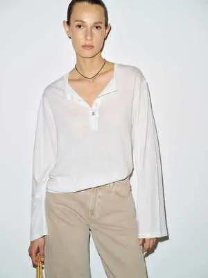 REFORMATION Marcus Oversized Henley T-shirt