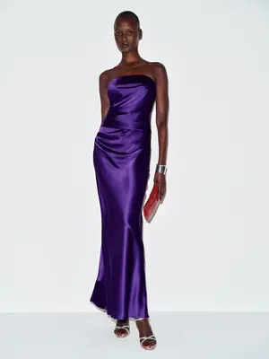 REFORMATION Meshea Silk Strapless Maxi Dress - Purple
