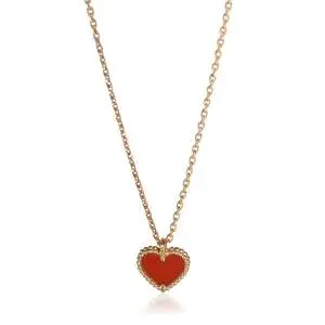 Van Cleef & Arpels Rose Gold Carnelian Sweet Hearts Pendant Necklace