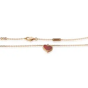 Van Cleef & Arpels Rose Gold Carnelian Sweet Hearts Pendant Necklace