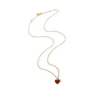 Van Cleef & Arpels Rose Gold Carnelian Sweet Hearts Pendant Necklace