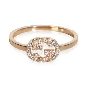 Gucci Rose Gold Diamond Interlocking G Ring