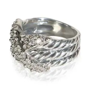 David Yurman Sterling Silver Diamond Cable X Ring