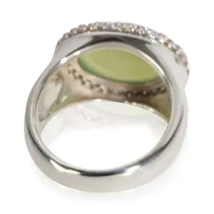 David Yurman Silver Chalcedony And Diamond Signature Oval Ring