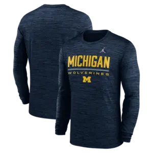 JORDAN BRAND Michigan Wolverines Sideline Velocity Dri-fit Long Sleeve T-shirt - Navy