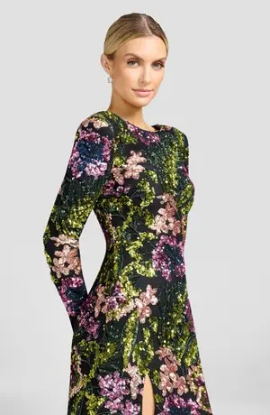 Dress The Population Nathalia Long Sleeve Sequin Minidress