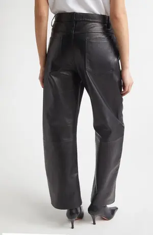 NILI LOTAN Tribeca Leather Barrel Leg Pants