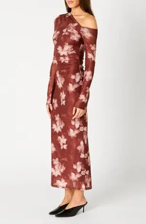 NIA Lyra Floral One-shoulder Long Sleeve Dress