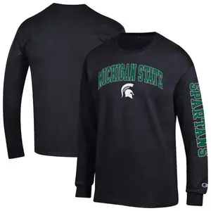 Champion Michigan State Spartans Arch Over Logo 2-hit Long Sleeve T-shirt - Black