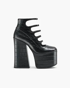 Marc Jacobs The Croc Embossed Kiki Ankle Boots - Black