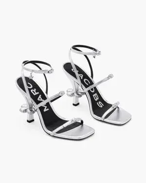 Marc Jacobs Metallic Leather Daisy Heel Sandals - Silver