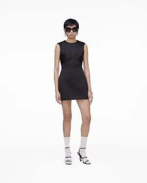 Marc Jacobs Seamed Up Satin Dress In Size - Black