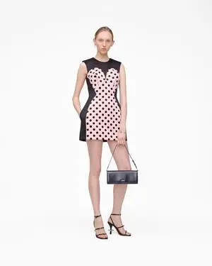 Marc Jacobs Seamed Up Dots Satin Dress In Size - Peach Multi