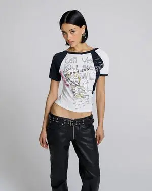 Marc Jacobs Twisted Baby Tee In Size - White Multi