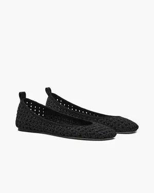 Marc Jacobs Crochet Lace Up Ballerina - Onyx