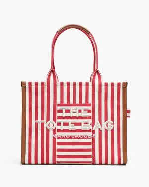 Marc Jacobs The Stripe Canvas Large Tote Bag - True Red Multi
