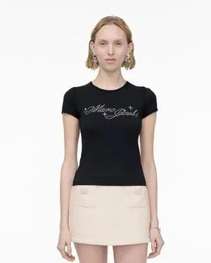 Marc Jacobs Charm Logo Shrunken Tee In Size Black