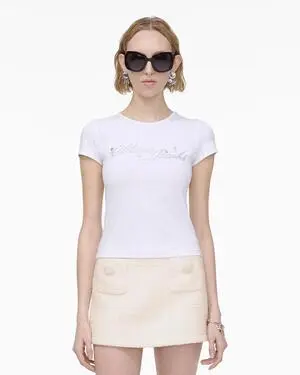 Marc Jacobs Charm Logo Shrunken Tee In Size - White