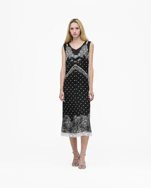 Marc Jacobs Trompe L'oeil Slip Midi Dress In Size - Black Multi