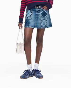 Marc Jacobs Argyle Patchwork Mini Skirt In Size