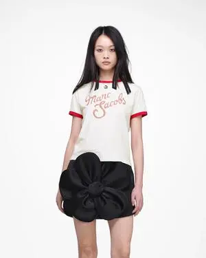 Marc Jacobs Marc Logo Ringer Femme Tee In Size - White Multi