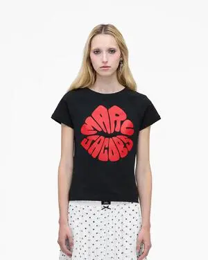 Marc Jacobs Marc Kiss Logo Shrunken Tee In Size - Black Multi