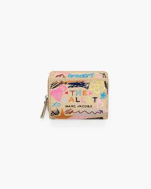 Marc Jacobs The Punk Scribble Mini Compact Wallet - Beige Multi