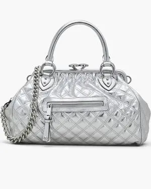 Marc Jacobs Re-edition Quilted Metallic Leather Stam Bag - Silver