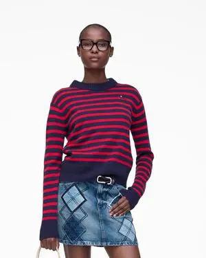 Marc Jacobs Joy Striped Crewneck In Navy/red
