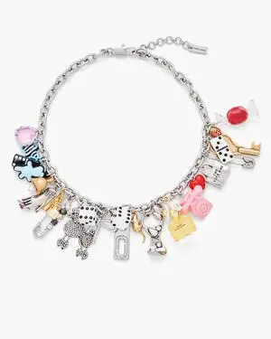 Marc Jacobs The Sticker Charm Statement Necklace - Silver Multi