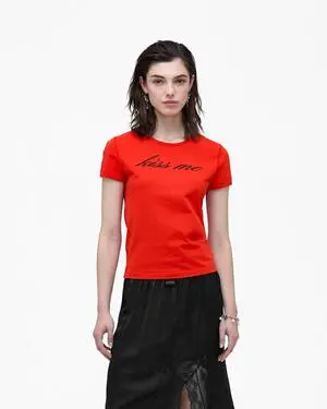 Marc Jacobs Kiss Me Shrunken Tee In Size - True Red