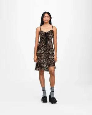 Marc Jacobs Leopard Slip Dress In Size - Brown Multi