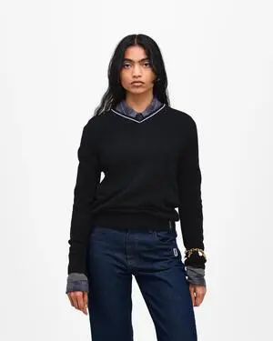 Marc Jacobs Layered V-neck Sweater In Size - Black