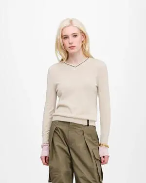 Marc Jacobs Layered V-neck Sweater In Size - Ivory
