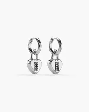 Marc Jacobs Heart Padlock Earrings In Silver