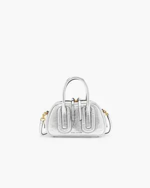 Marc Jacobs Babe Mini Top Handle In Metallic Leather Bag - Silver