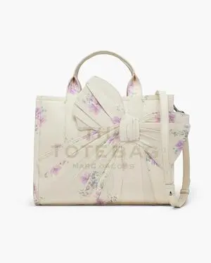 Marc Jacobs Medium Tote Bag In Antique Floral Canvas With Oversized Bow
