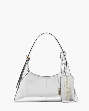 Marc Jacobs Small Belted Sack In Metallic Crinkle Leather Bag - Silver